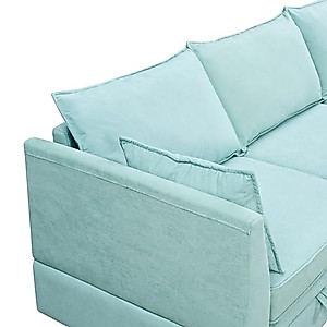 WILLIAMSPACE 115" Sectional Sofa Couch with Storage for Living Room, Modern Corner L-Shaped Sofa 6 Seater Couch, Modular Convertible Sofa Bed with Reversible Chaise for Home Office (Light Green)