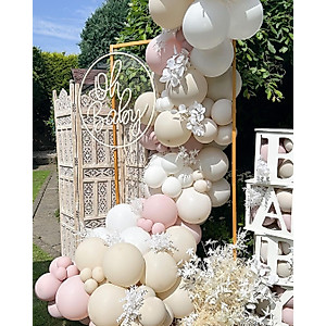 Fog Pink Sand White Boho Ballloons, 144pcs Blush Beige White Pink Balloons for Girl Women Baby Shower Bride Shower Party Decorations……