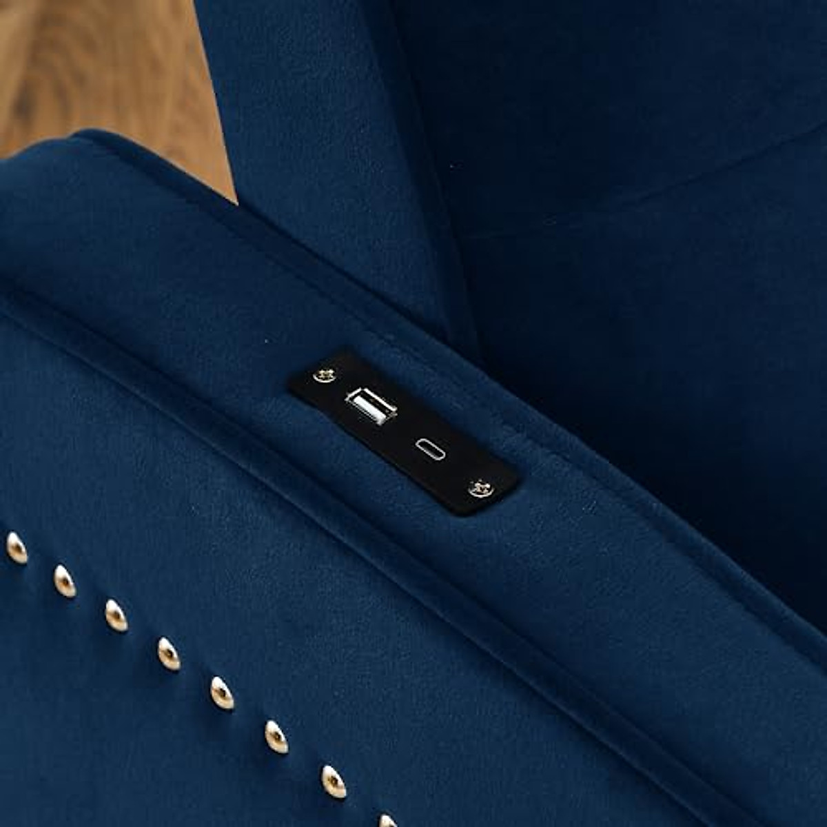 Convertible Pull Out Sleeper Sofa Bed,Multi-Functional Adjustable Single Couch Chair,Velvet Upholstered Chaise Lounge Loveseat Sofá Daybed,Sofacama with Two Arm Pocket,Type C,USB Charging,Copper Nail