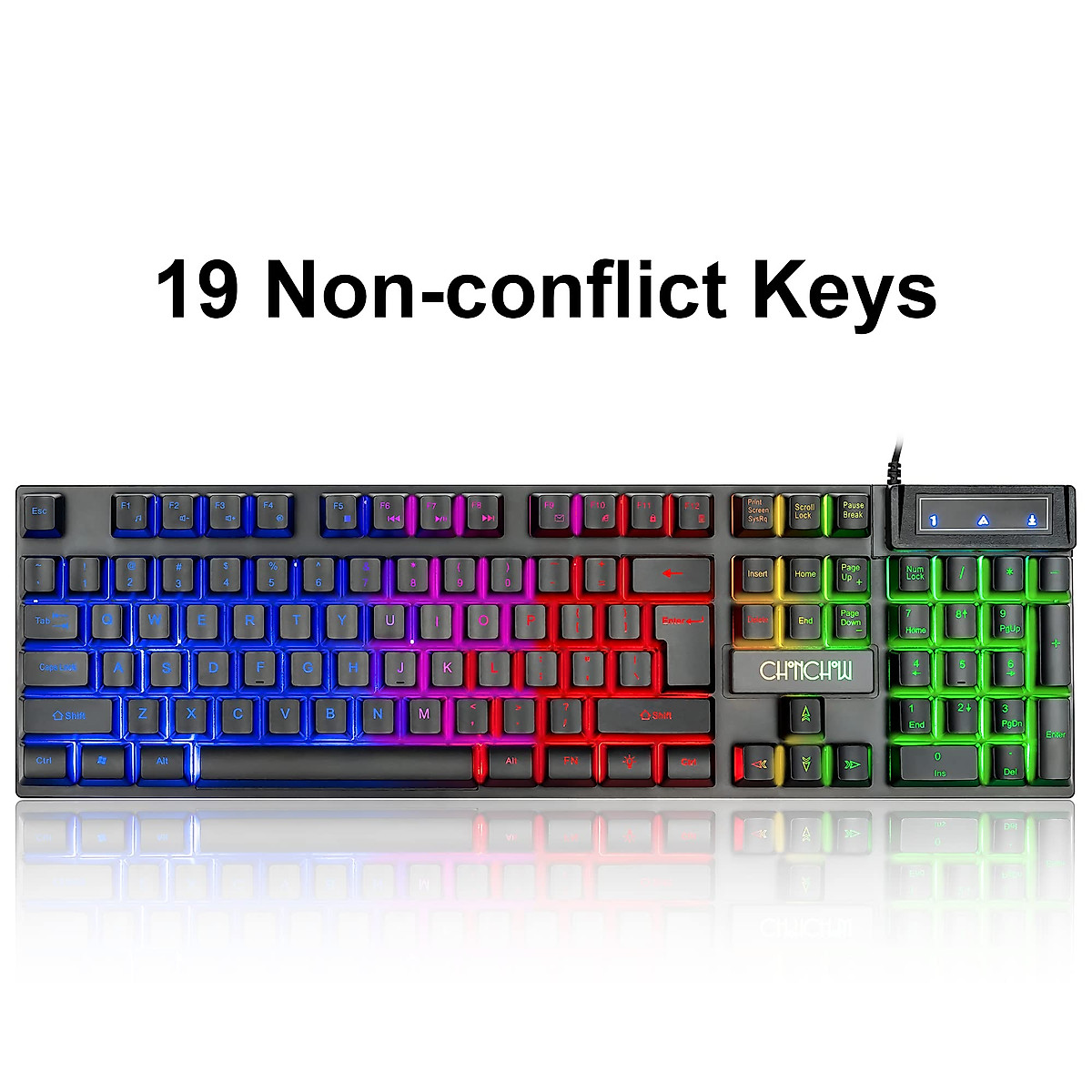 Keyboard and Mouse Gaming LED Wired Combo with Emitting Character Keyboard 4800DPI 2 Side Button USB Mouse Rainbow Backlit Mechanical Feeling Compatible with PC Raspberry Pi Mac Xbox one ps4