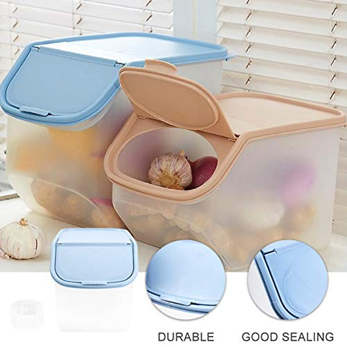 Cabilock Rice Storage Bin Cereal Containers Large Dispenser Food Storage Containers Kitchen Pantry Storage Containers for Sugar Flour and Baking Supplies Blue