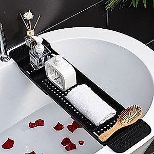Bathtub Caddy Tray, NEWRAIN Expandable Bath Tub Tray Bathtub Caddy Tray - Adjustable Organizer Tray for Bathroom - Luxury Bath Caddy Tub Table, Bathtub Accessories & Bathroom Gadgets