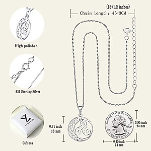 YL Celtic Knot Necklace 925 Sterling Silver Triskele Moon Pendant 18k White Gold Triskelion Jewelry for Women