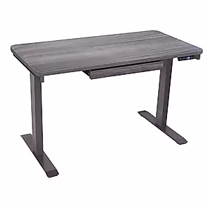 Motionwise Electric Standing Desk, 24”x48 Home Office Series, 28"-48" with Quickly Program up to 4 pre-Set Height adjustments and USB Charge Port, Gray Top with Gray Frame