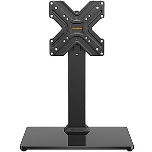 PERLEGEAR Universal TV Stand Base, Swivel Table Top TV Stand for 13-43 Inch Flat/LCD/LED TVs, Height Adjustable Monitor Mount Stand with Tempered Glass Base VESA 200x200mm Holds up to 99lbs,PGTVS16