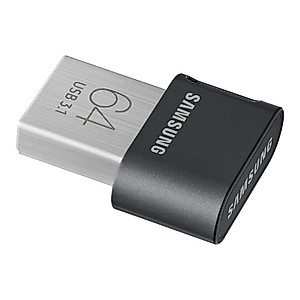 Samsung FIT Plus USB Flash Drive Type-A 64GB 300MB/s Read 30MB/s Write Compact USB 3.1 Flash Drive with Key Ring, Gray, MUF-64AB/APC