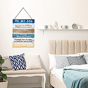 to My Son Daughter Gift from Mom Boys Girls Room Decor Baby Boys Girls Bedroom Decor for Living Baby Room Decor Boys Girls Wooden Bathroom Wall Decor Christmas Wall Art Gifts (to My Son)