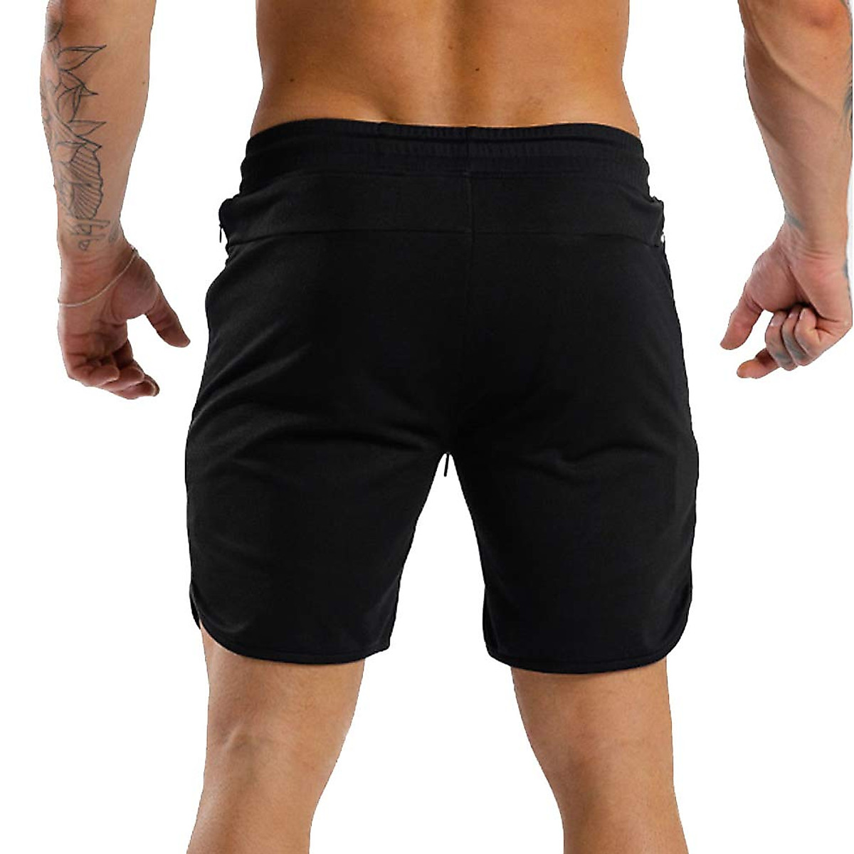 Wangdo Men's Workout Shorts 7" Running Shorts Athletic Bike Shorts Gym Shorts for Men with Zipper Pocket(Black-XL)