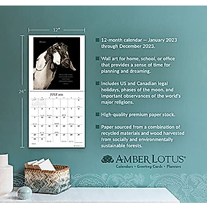 I Am Goat 2023 Wall Calendar: Animal Portrait Photography by Kevin Horan and Wisdom From Nature's Philosophers | 12" x 24" Open | Amber Lotus Publishing