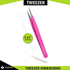 CynaMed Pink Eyelash Extension Tweezers Set (2-Pack) – Straight and Curved Stainless Steel Precision Tweezers for Volume Lash Extensions