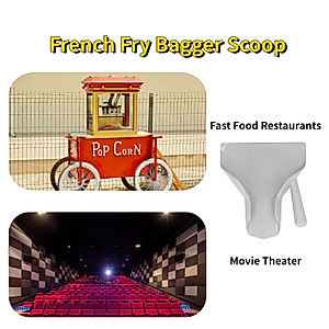 Popcorn Scoop, Non Slip French Fry Bagger Scoop Food Grade PC Food French Fries Shovel with Right Handle, Quick Bagging Tool French Fry Scoop for Snacks, Desserts, Ice, Chips, Gray