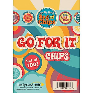 Really Good Stuff Classroom Go for It Chips – Set of 100 with 50 Unique Messages – Encourage Positive Feelings & Confidence –Social-Emotional Learning – SEL for The Home and Classroom