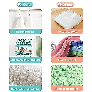 Mektler 10 Pcs Kitchen Dishcloths Set, Bamboo Fiber Dish Towels and Wood Pulp Cotton Swedish Dish Cloths, Ultra Soft Absorbent Quick Drying Kitchen Towels for Washing Dishes and Cleaning Counters