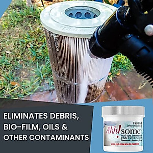 AhhSome Hot Tub, Swim Spa & Pool Filter Cleaner, Hot Tub Filters & Cartridge Cleaner Soak Solution, Works Great on Sand Filters, Improves Tub Filter Efficiency, 6 Months Cleaning in a Single Container