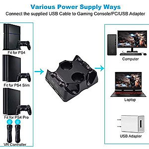 Hdiwousp PS4 Controller Charger Station,4 in 1 PS Motion Move Charging Station, Fast Charging Dock Station Wireless Multi Controller Compatible with PS4 VR Playstation 4 Slim Pro,with LED Indicator