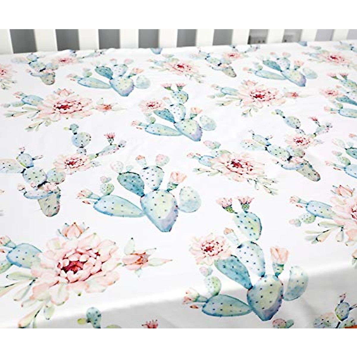Sahaler Succulents Baby Crib Sheets for Boy Girl, Watercolor Cactus Fitted Crib Bed Mattress Sheets, Boho Baby Gift, Nursery Bedding fits Standard Crib Mattress 28x52 (Watercolor Cactus)