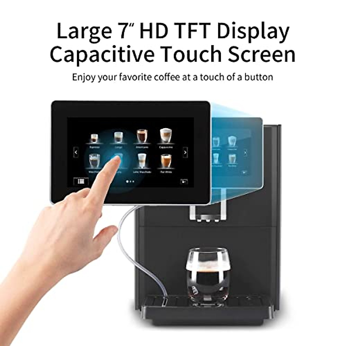 Epsilon Espresso Machine, Coffee Maker comes w/ 11 Brew Selections, 7 Inch AI Touchscreen and Italian, Self-Cleaning Exspresso Barista Brewer