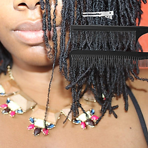 Patelai 52 Pcs Professional Comb Set Carbon Fiber Hair Combs for Women Men Include Rat Tail Taper 50 Double Prong Curl Clips for All Hair Types Natural Curly(Black)