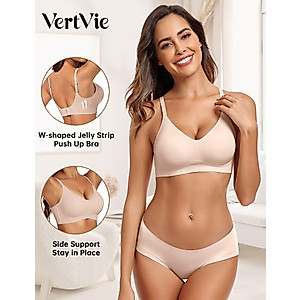 Vertvie Womens Seamless Bra No Underwire Comfort Push Up Bras Buttery Soft Wireless Bralette Full Coverage Sport Everyday Bra(Skin,Medium)