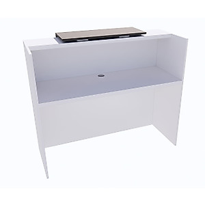 UGOS ICN 53" Modern Reception Desk, Multifunctional Modern Transaction Counter Top, Laminate Desktop, Standing Front Table for Office, Home, School, Salon, Spa - White & Anthracite Gray