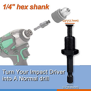 GANYEE 1.5-13mm Keyed Drill Chuck Adapter Kit 1/2"-20UNF with SDS-Plus Shank 1/4" Hex Shank 1/2" Socket Square Female Adapter fits Rotary hammer/Impact wrench/Impact Screwdriver