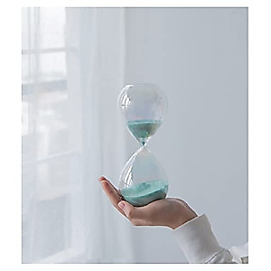 The Rug Market Hourglass with Jade Color Sand Iridescent Hour Glass, 8x3x3