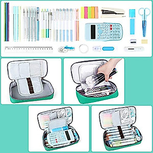 Homecube Capacious Pencil Pen Case Large Storage Bag Pouch Holder Box Desk Organizer with Zipper Big Stationery Case for School & Office Supplies - Green
