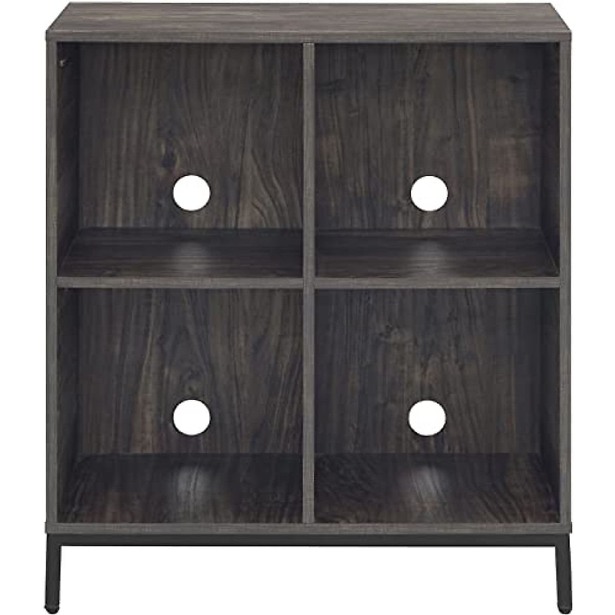 Crosley Furniture Jacobsen Storage Cube Bookcase and Record Player Stand with Vinyl Records Holder, Brown Ash