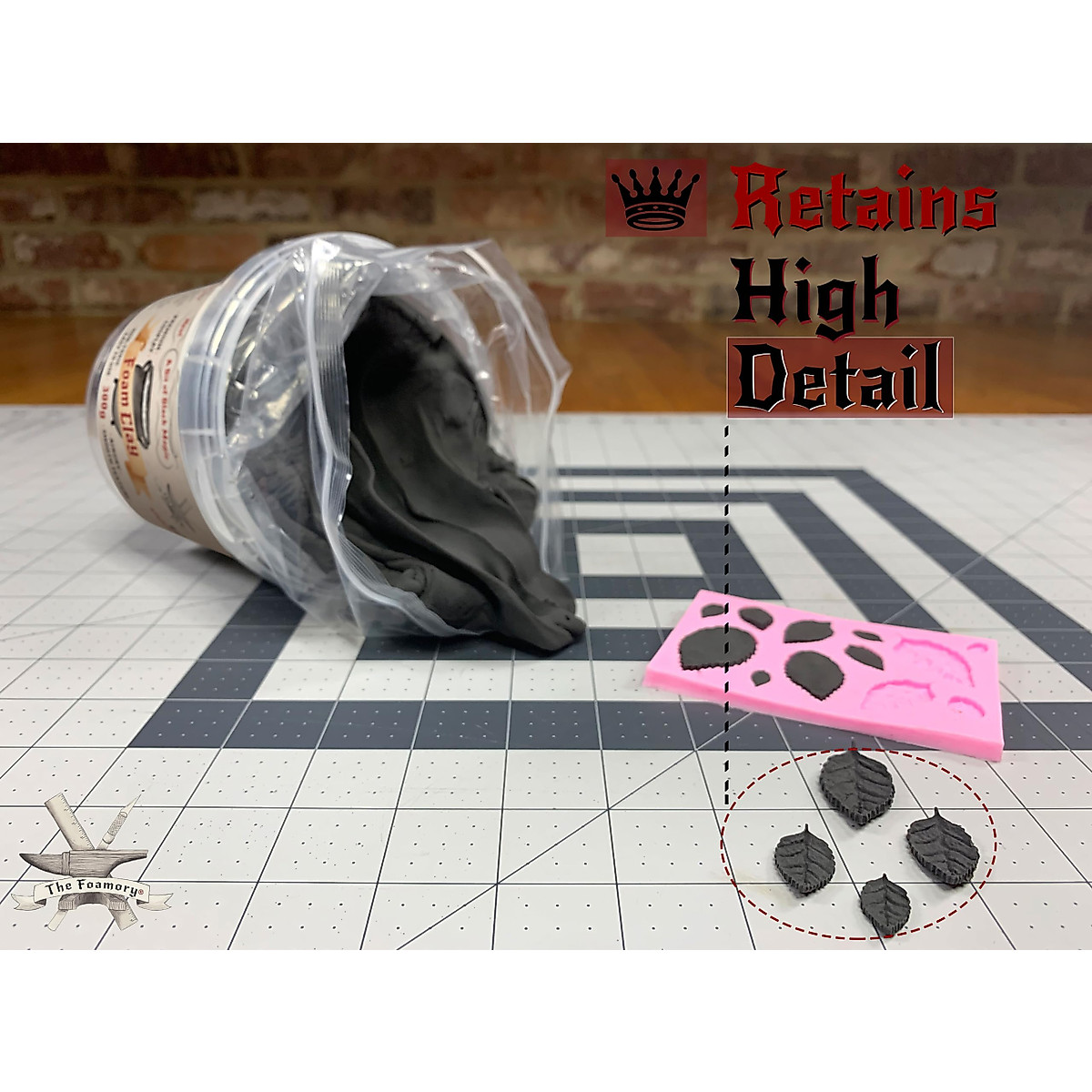 The Foamory Moldable Cosplay Foam Clay (300g Black) High Density Air Dry Clay, EVA Foam Sands Paints Easily, Non-Toxic Safe for Kids, Adults & Crafts