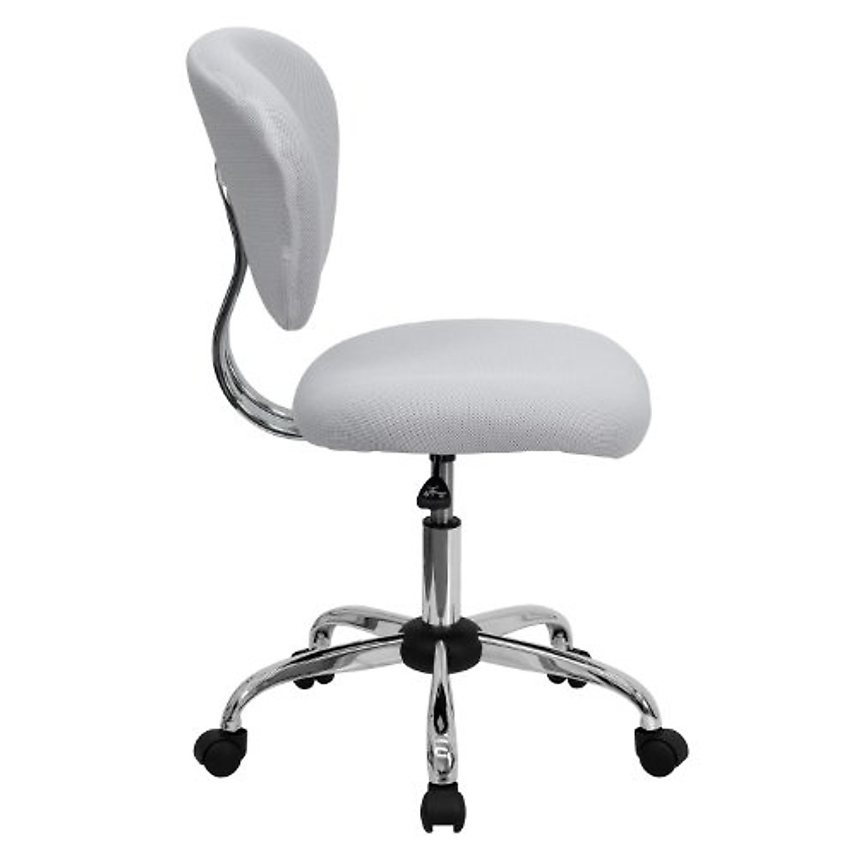 Flash Furniture Beverly Mid-Back White Mesh Padded Swivel Task Office Chair with Chrome Base