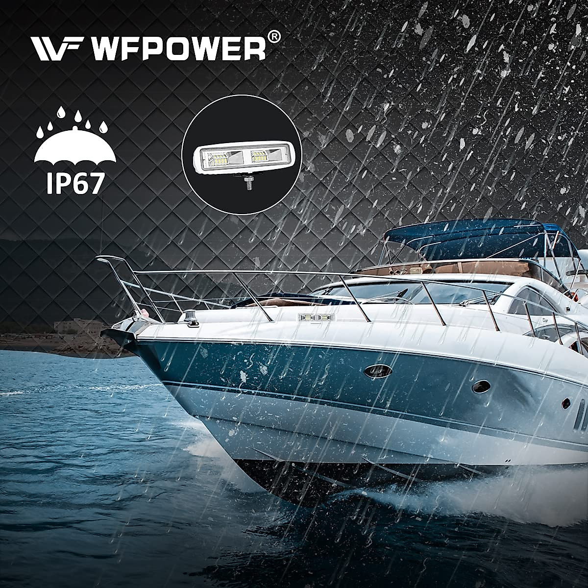 WFPOWER 2 Pack Boat LED Spreader Lights, 6.3inch 48W Super bright White marine Boat light Flood Beam Marine docking lights, IP67 Waterproof Light Bar 12V Deck Lamp for Pontoon Boat Fishing