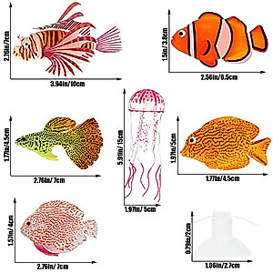 Weewooday 7 Pieces Artificial Glowing Fish 5 Styles Colorful Fake Fish Glowing Effect Aquarium Decor Floating Ornament Simulation Jellyfish for Fish Tank Decoration