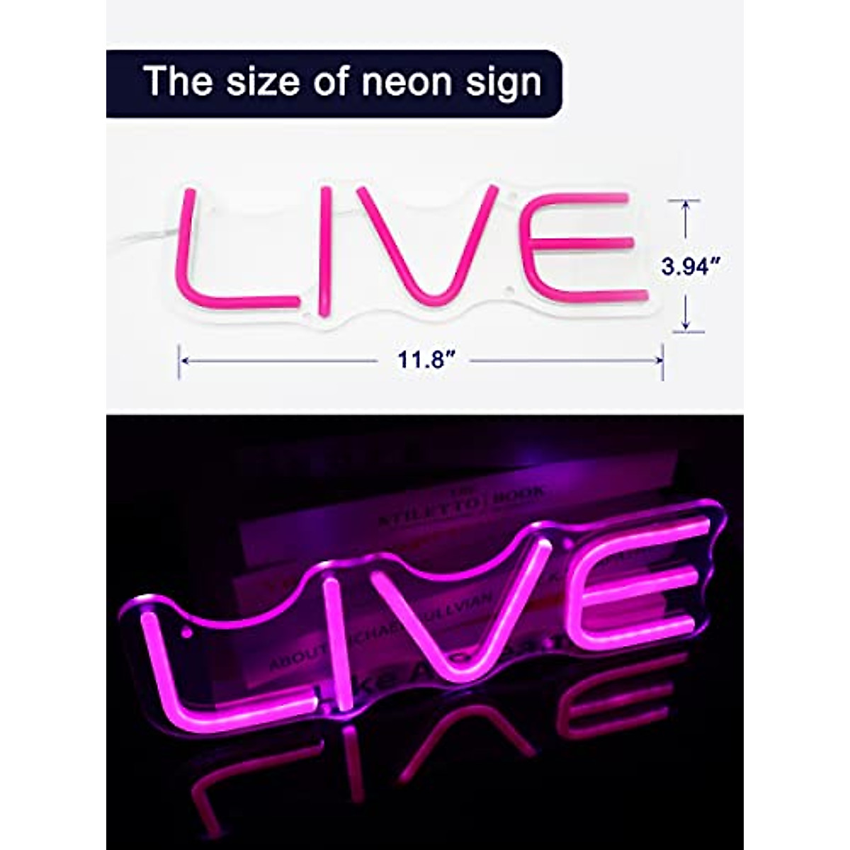 LIVE Neon Sign, LED Live On Air Neon Lights for Tiktok, Youtube, Twitch, Streamers/Gamers, Cool Live Streaming Recording Sign - Round Led Sign for Studio Bedroom Wall Game Room Party Decor (Pink)