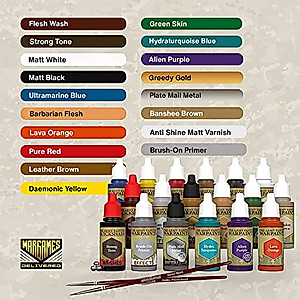 Wargames Delivered The Army Painter Starter Miniature Paint Sets - Acrylic Model Paint Set for Plastic Minis - Miniature Painting Kit - 18 Acrylic Paints, 2 Hobby Paint Brushes, Mixing Balls & Bottles