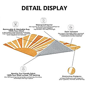 Lahome Boho Sun Print Area Rug - 3x5 Small Washable Rug Modern Abstract Non-Slip Accent Distressed Throw Rugs Floor Carpet for Bedrooms Living Laundry Room entryway Rug (3'x5', Rainbow Sun)