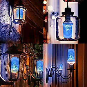 Yewclls LED Flame Effect Light Bulb, 4 Modes E26 Base Fire Light Bulbs with Gravity Sensor (Blue - 2 Pack)