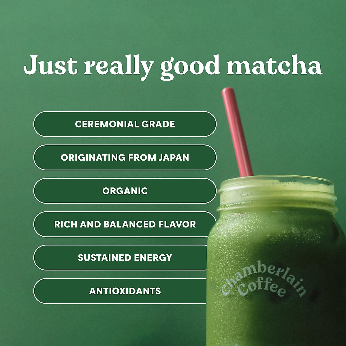 Chamberlain Coffee 100% Organic Matcha Japanese Green Tea Powder, Vegan, Gluten-Free 1oz tin