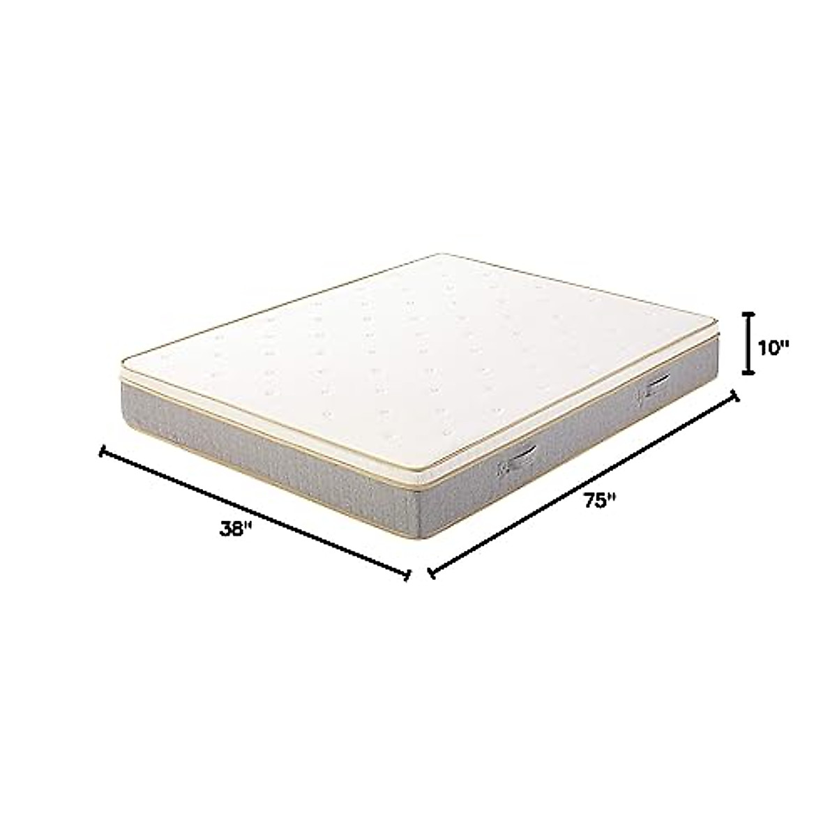 Mellow 10 Inch LAGOM Elite Hybrid Mattress, Made in USA, CertiPUR-US Certified Foams, OEKO-TEX Certified Eco Cover, Green Tea Infused Memory Foam and Pocket Springs, Quilted Comfort Top, Twin