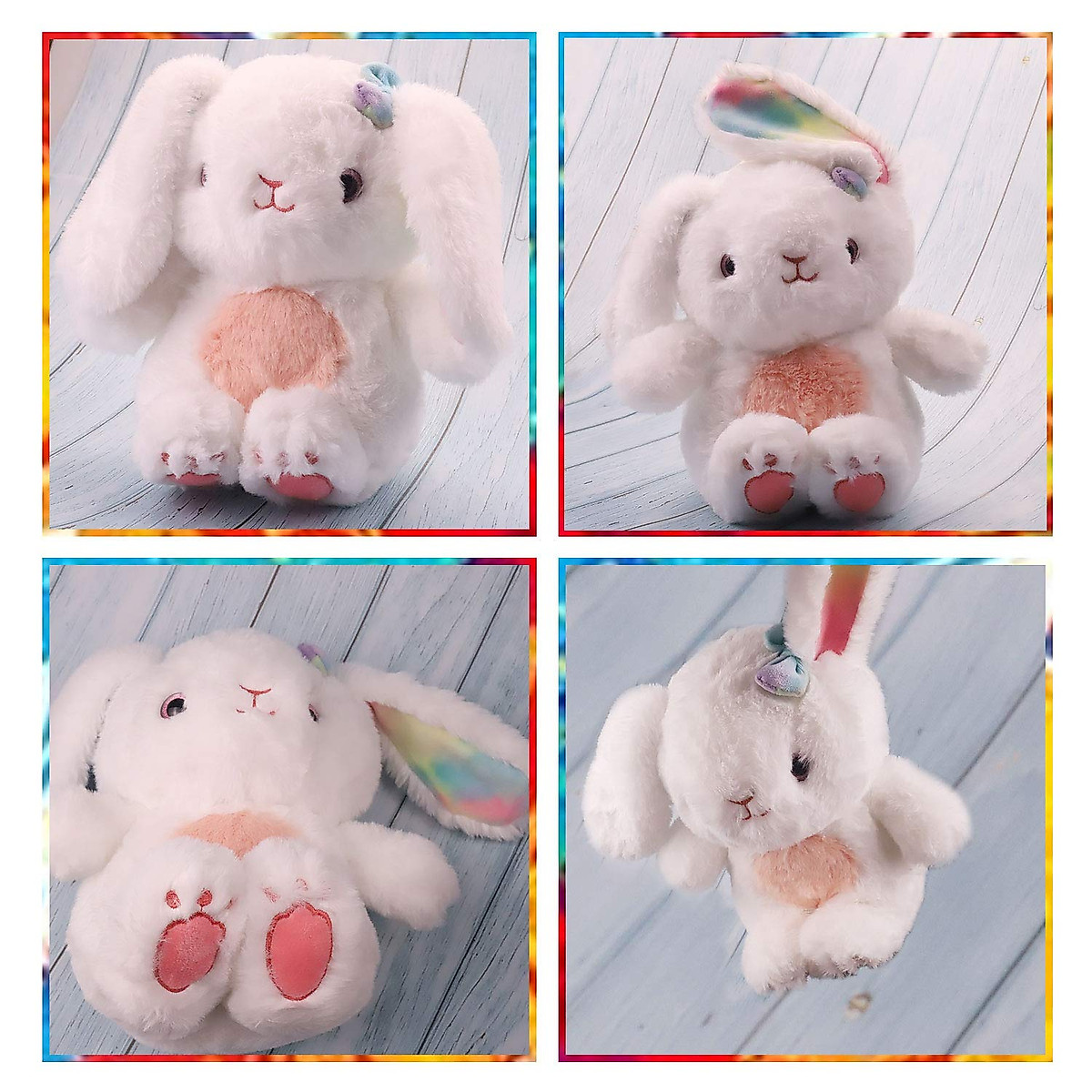 Prefilled Jumbo Easter Eggs with 9.8 inch White Easter Plush Bunny Stuffed Animal Easter Gifts for Kids Boys Girls, Easter Basket Stuffers/Fillers, Easter Egg Hunt, Easter Party Favor