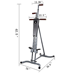 Hihone Vertical Climber Adjustable Exercise Climber Trainer, 400Lbs Capacity Steel Frame Cardio Climber Full Body Stair Climber，Home Gym Exercise Folding Climbing Machine for Men and Women