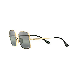 Ray-Ban Women's RB1971 Square Sunglasses, Gold/Green Mirrored Polarized, 54 mm