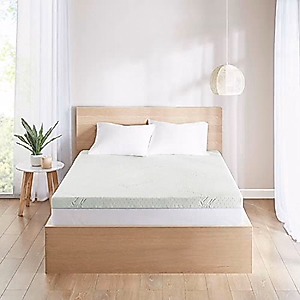 Clean Spaces 3 Inch Green Tea Infused Memory Foam Pad Mattress Topper with Removable & Machine- Washable Rayon (from Bamboo) Cooling -Cover, Luxurious All Season Enhanced -Bed Support, Twin Green