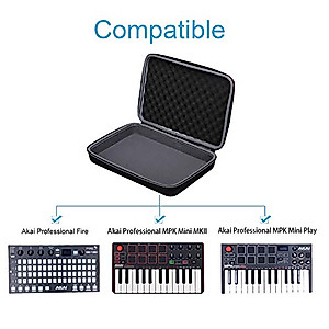 XANAD Hard Protective Case for Akai Professional MPK Mini MKII & MK3 & MPK Mini Play | 25-Key Ultra-Portable USB MIDI Drum Pad & Keyboard Controller