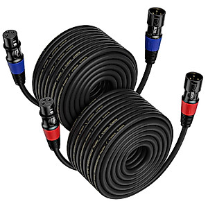 EBXYA 100 ft XLR Cable 2 Pack - 3-Pin Male to Female XLR Microphones Cables