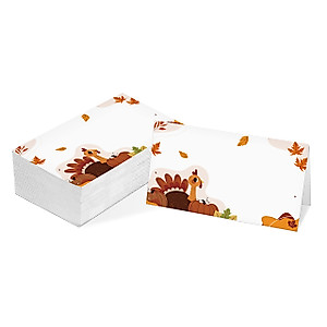 Table Place Card, Fall Thanksgiving Themed Tent Style Cards, Pack of 25 Half-Fold Reception Place Card with Turkey, Perfect for Thanksgiving Dinner, Party, Birthday, Wedding, Banquet A08