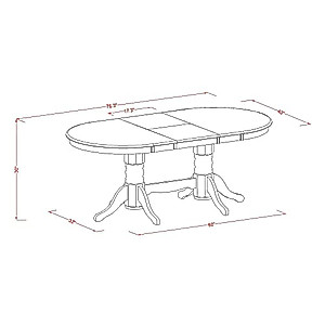 East West Furniture VABO5-LWH-W Dining Set, 5-Piece