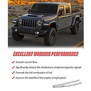 Zlirfy Automotive Ground Strap Kit,Universal Flat Braided Copper Ground Strap,3PCS 10" x 1/2" and 2PCS 13" x 1/2" Car Ground Cable Straps Braided,Automotive Engine Copper Ground Strap