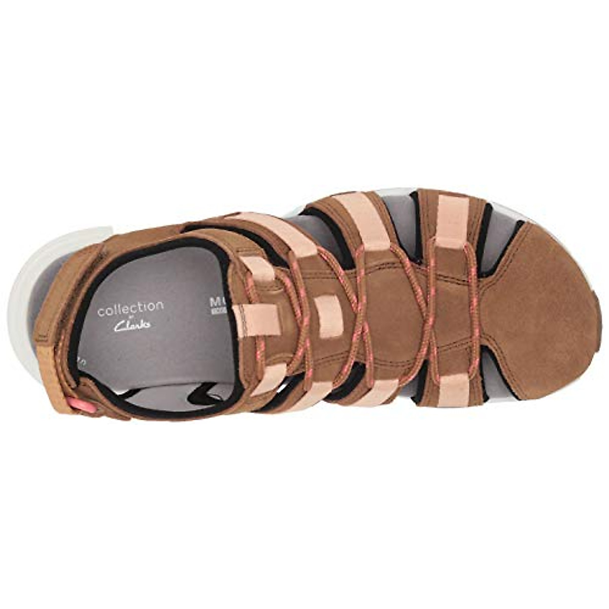 Clarks Women's Solan Sail Flat Sandal, Dark Tan Leather/Suede, 8