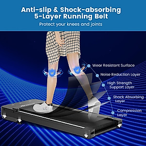Goplus Under Desk Treadmill, Electric Treadmill Walking Pad with Touchable LED Display and Wireless Remote Control, Built-in 3 Workout Modes and 12 Programs, Running Jogging for Home Office