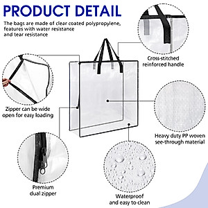 Wesnoy 8 Pcs Clear Moving Bag Blanket Comforter Clothes Bedding Storage bags 95L with Handle and Zipper Heavy Duty Totes, Extra Large Plastic Wreath Storage Bag Moving and Packing Supplies(Black)